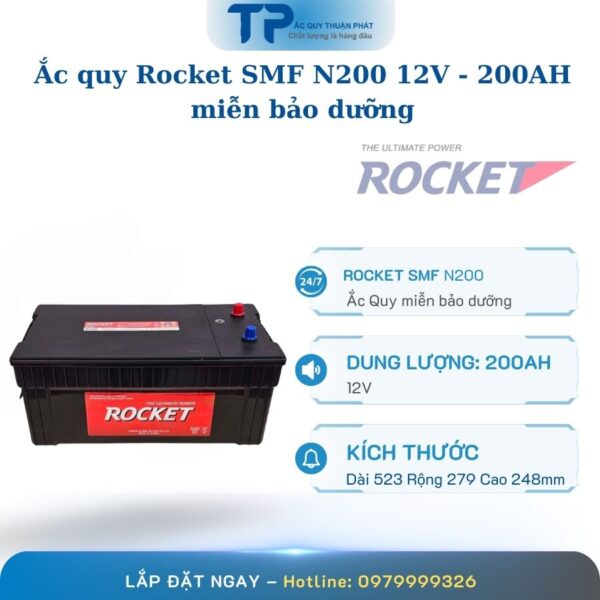 Ắc quy Rocket SMF N200 12V – 200AH - Ắc Quy Thuận Phát